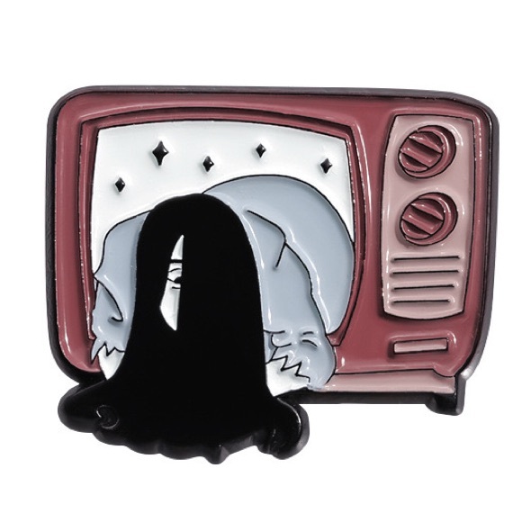 Jewelry | Creepy Tv Ghost Enamel Pin Retro Horror Static Screen Design ...